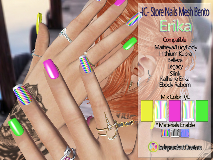 Second Life Marketplace Ic Store Nails Mesh Bento Erika Addme 2448
